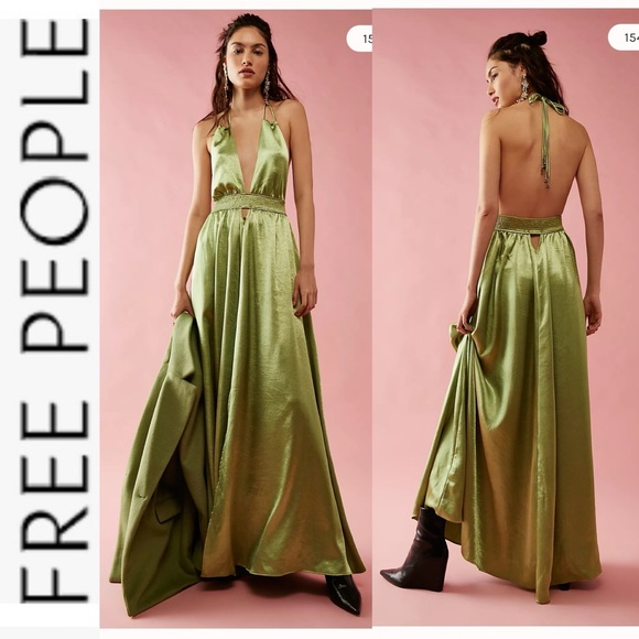 Free People | Dresses | Nwt Free People Look Into The Sun Satin Maxi ...